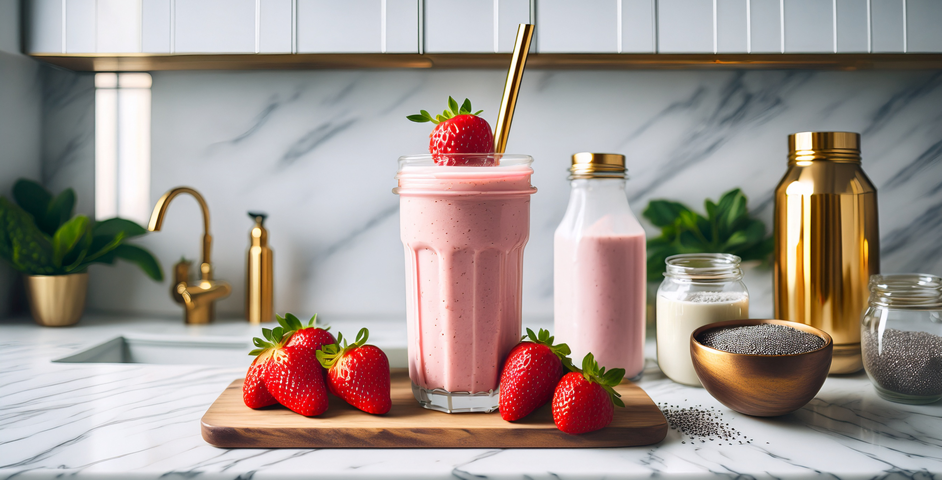 Strawberry Protein Shake Recipe - Fitenomics